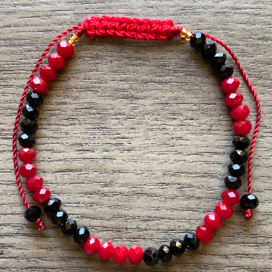 Black and red bead bracelet store